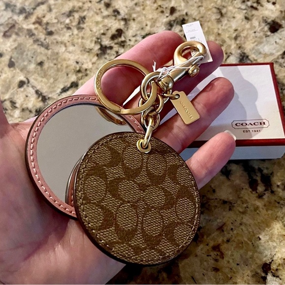 Coach | Accessories | Coach Pink Mirror Bag Charm Keychain Fob In ...